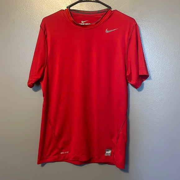 Nike | Shirts | Men Nike Pro Combat Dri Fit Red Shirt | Poshmark